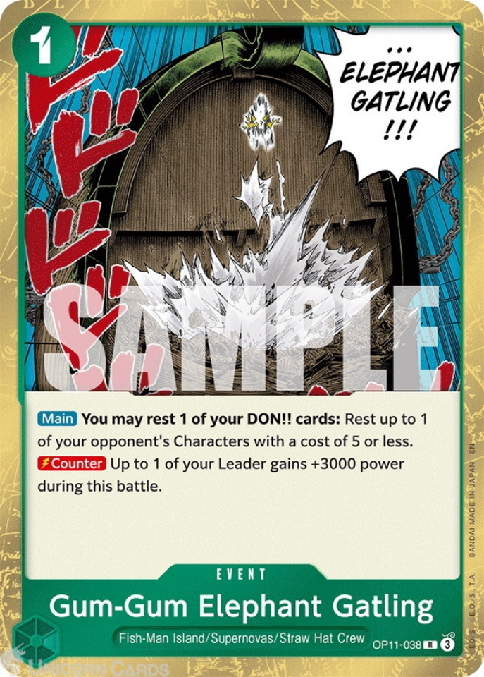 OP11-038 Gum-Gum Elephant Gatling : Rare English One Piece TCG Card ...