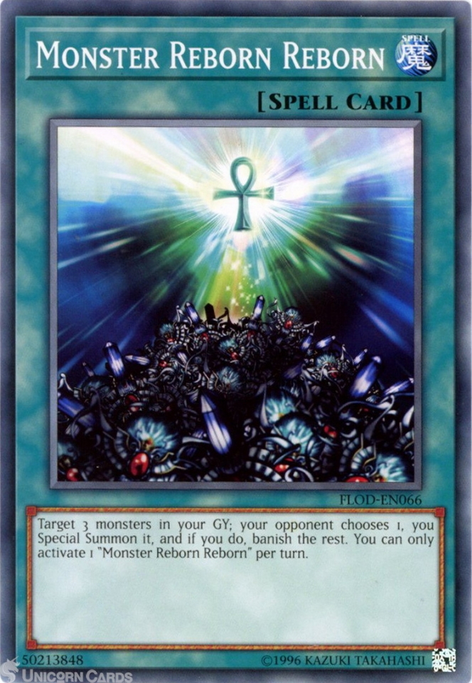 FLOD-EN066 Monster Reborn Reborn Common UNL Edition Mint YuGiOh Card ...