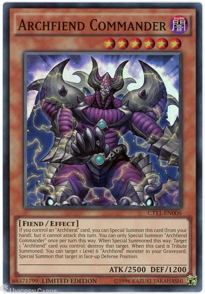 CT11-EN006 Archfiend Commander Super Rare Limited Edition Mint YuGiOh ...