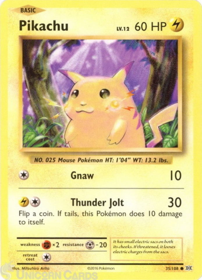 Pikachu 35/108 : Common Mint/Near Mint Pokemon Card : XY12: Evolutions ...