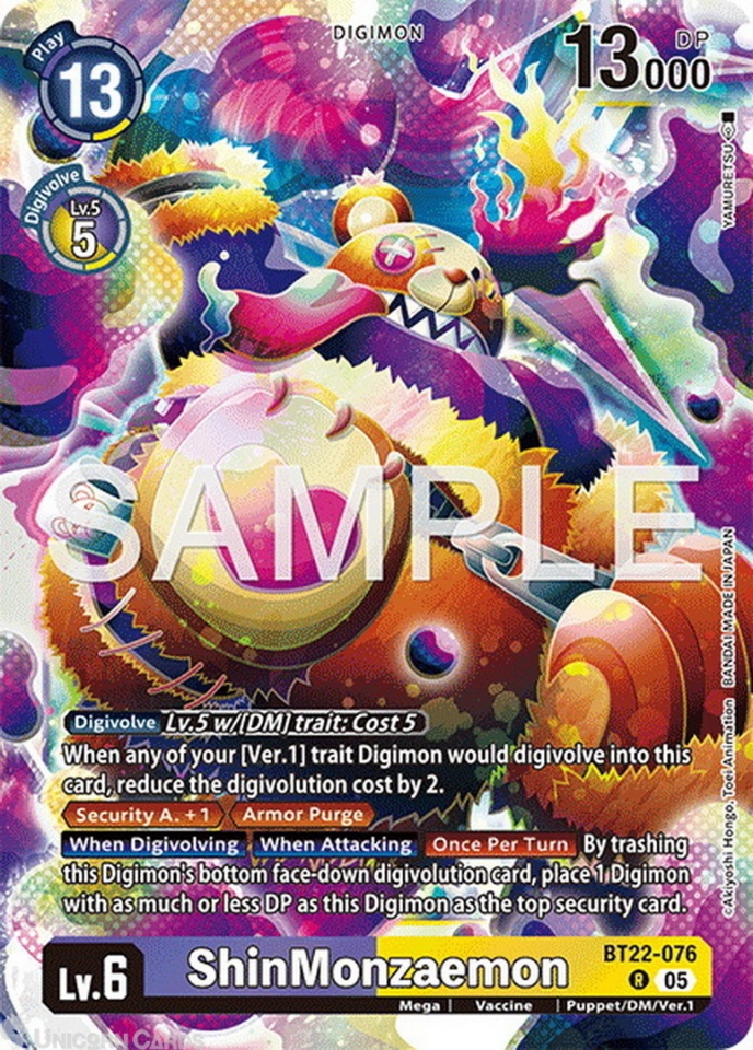 BT22-076 ShinMonzaemon : Rare Digimon Card : BT22: Cyber Eden:: Unicorn ...