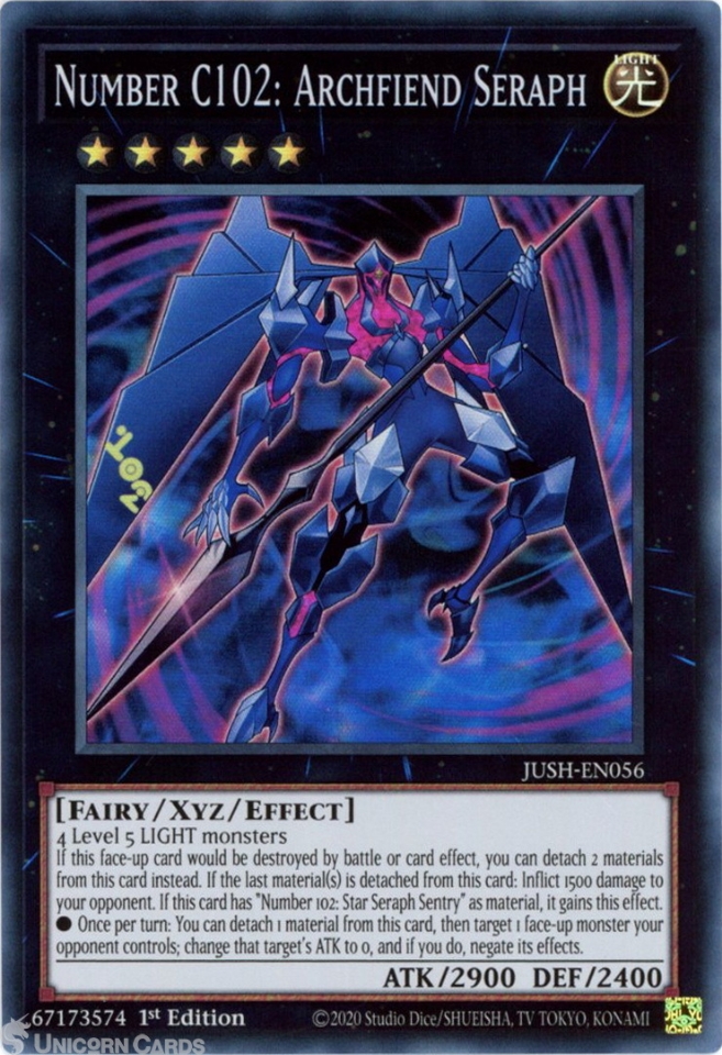 JUSH-EN056 Number C102: Archfiend Seraph : Super Rare 1st Edition Mint ...