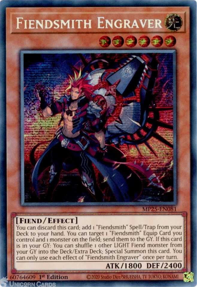 MP25-EN081 Fiendsmith Engraver : Prismatic Secret Rare 1st Edition Mint ...