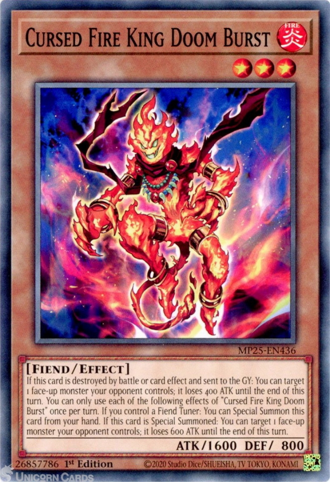 MP25-EN436 Cursed Fire King Doom Burst : Common 1st Edition Mint YuGiOh Card:: Unicorn Cards ...