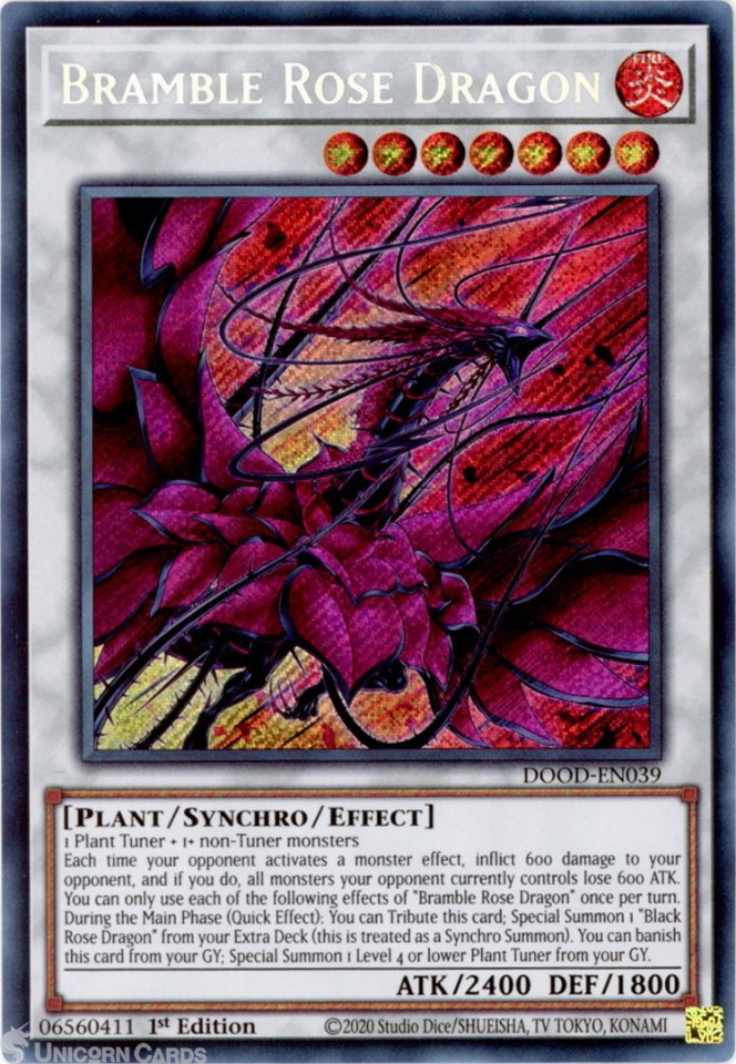 DOOD-EN039 Bramble Rose Dragon : Secret Rare 1st Edition Mint YuGiOh ...