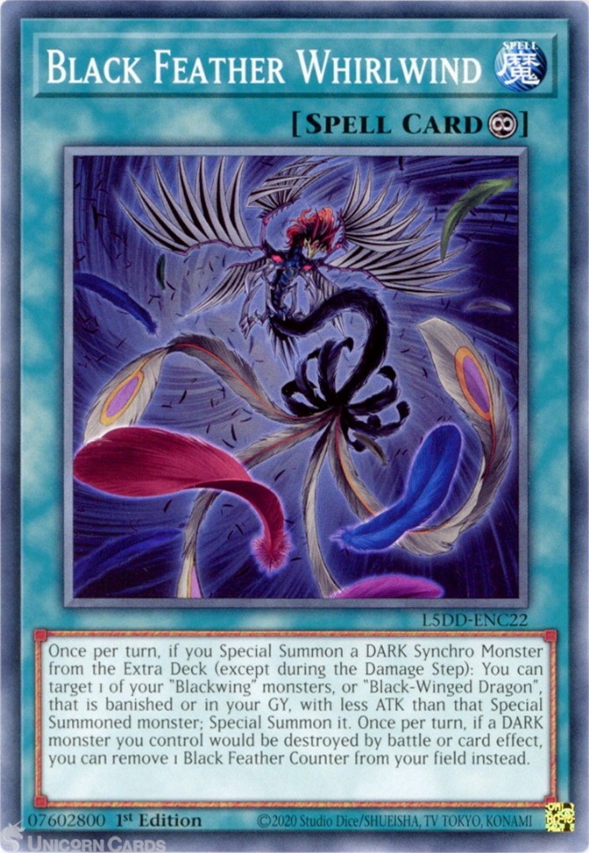 L5DD-ENC22 Black Feather Whirlwind : Common 1st Edition Mint YuGiOh ...
