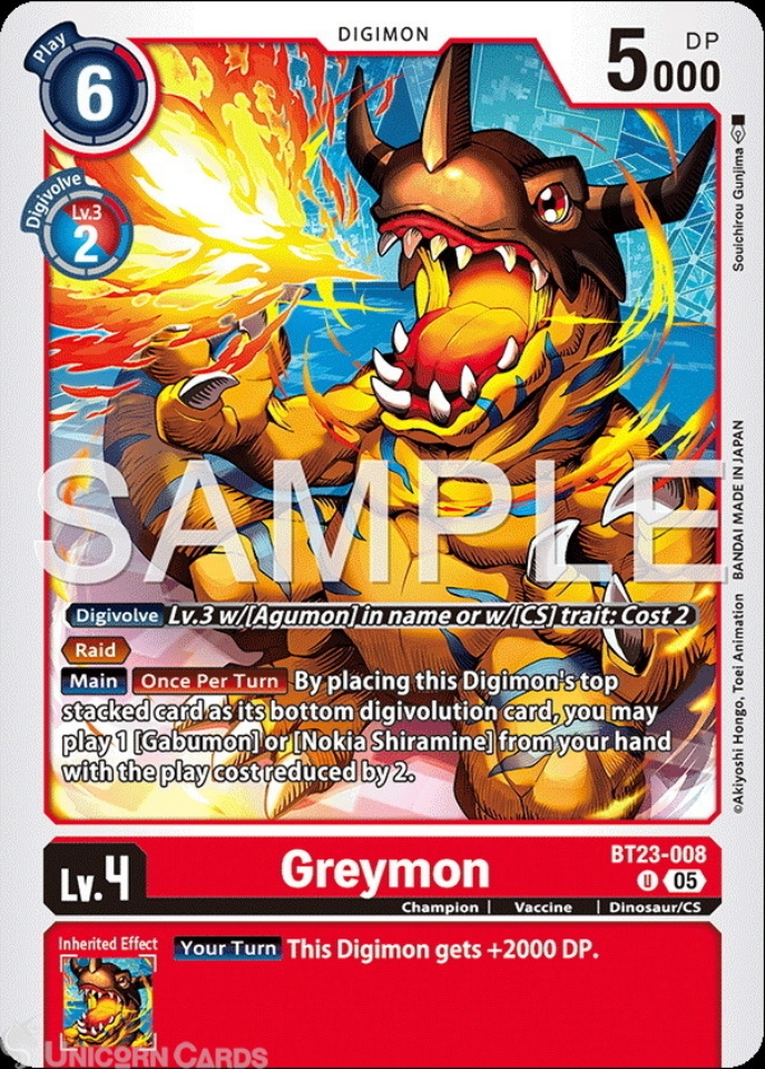 BT23-008 Greymon : Uncommon Digimon Card : BT23: Hackers’ Slumber ...