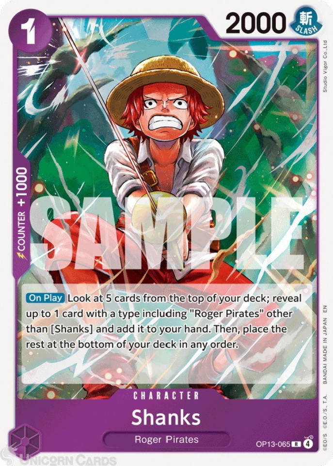OP13-065 Shanks : Rare English One Piece TCG Card : OP13: Carrying on ...
