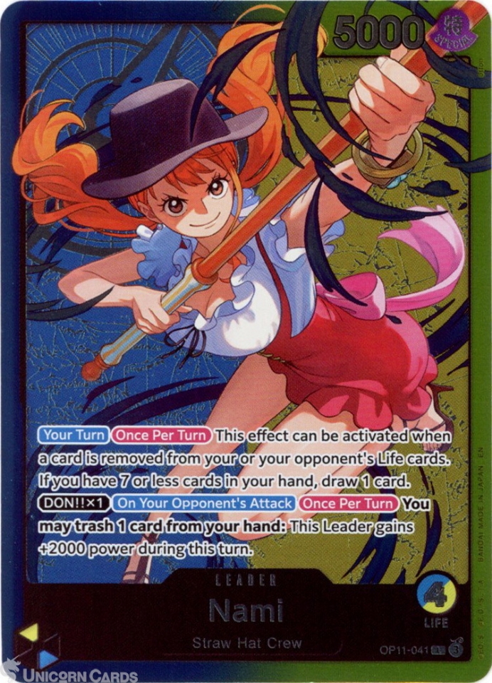 OP11-041 Nami : Leader Foil English One Piece TCG Card : LD01: Learn ...