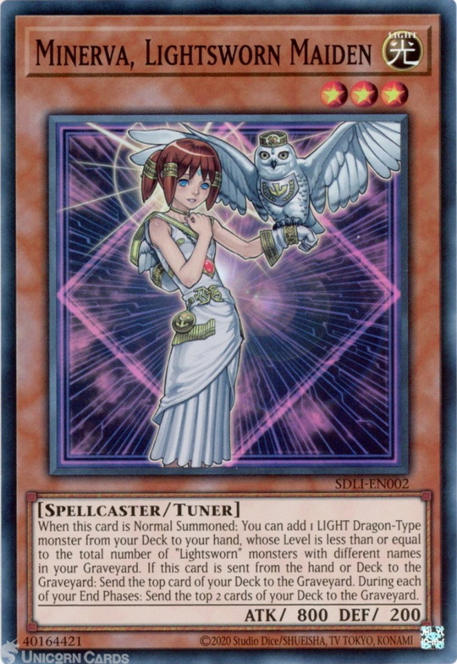 SDLI-EN002 Minerva, Lightsworn Maiden : Super Rare UNL Edition Mint ...