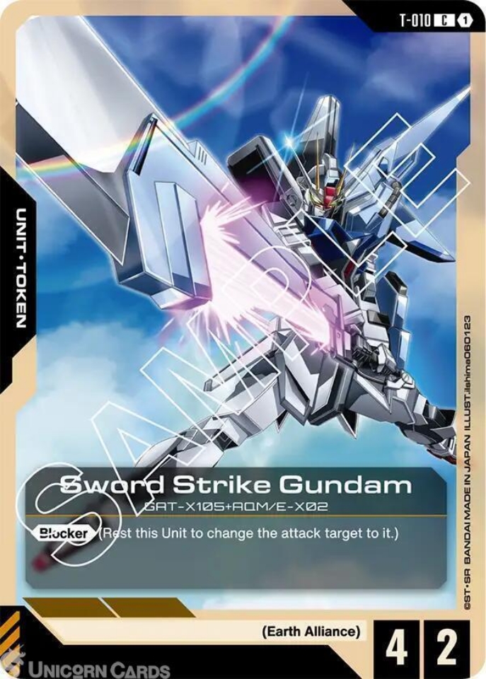 T-010 Sword Strike Gundam Token : C Gundam TCG Card : GD01: Newtype ...