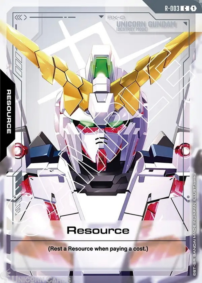 R-003 Resource : C Gundam TCG Card : GD01: Newtype Rising:: Unicorn ...