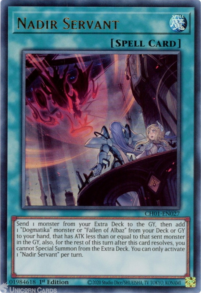 CH01-EN027 Nadir Servant : Ultra Rare 1st Edition Mint YuGiOh Card ...