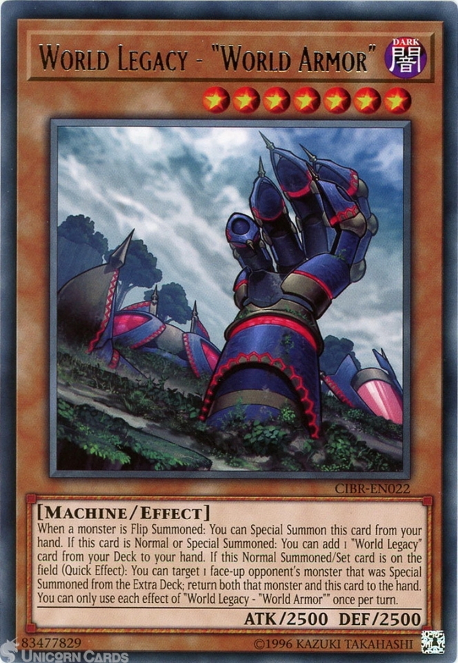 CIBR-EN022 World Legacy - World Armor Rare UNL Edition Mint YuGiOh Card ...