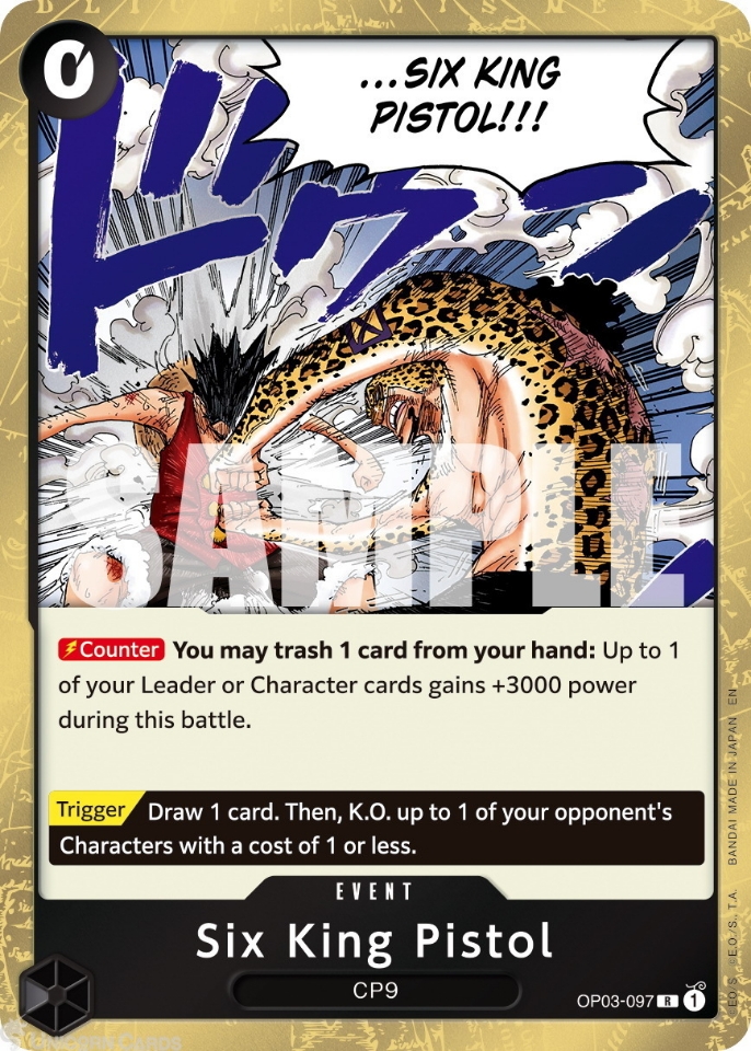 OP03-097 Six King Pistol : Rare Foil English One Piece TCG Card : PRB02 ...