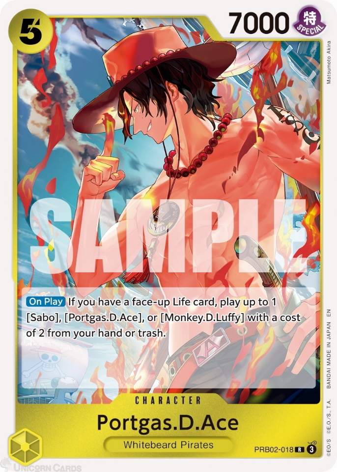 PRB02-018 Portgas.D.Ace : Rare Foil English One Piece TCG Card : PRB02 ...