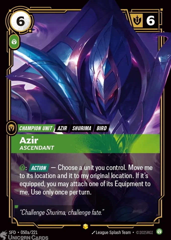 050a/221 Azir - Ascendant : Showcase Alternative Art Foil Riftbound TCG ...