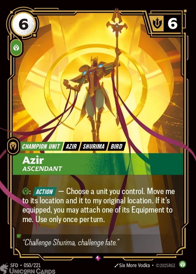 050/221 Azir - Ascendant : Rare Foil Riftbound TCG Card : Spiritforged ...